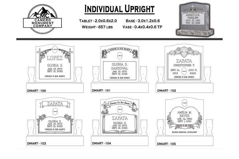 Upright Monuments | First Memorial Park Cemetery - Von Ormy, TX