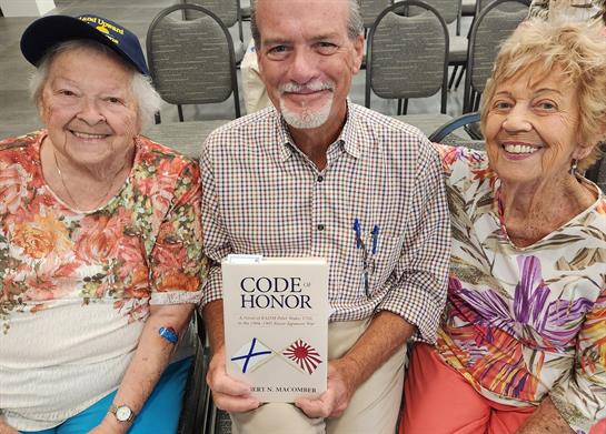 Ann Alsop [left], Robert N. Macomber [middle] + Betty [right]